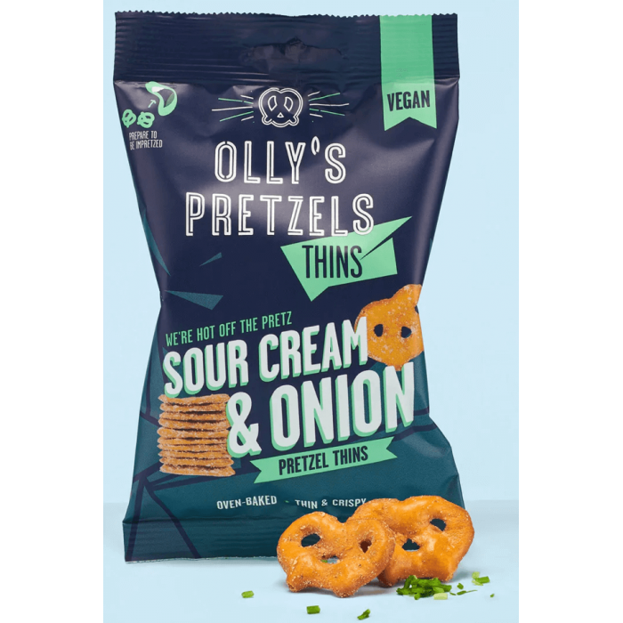 Ollys Pretzel Thins - Vegan Sour Cream & Onion- 10 x 35g