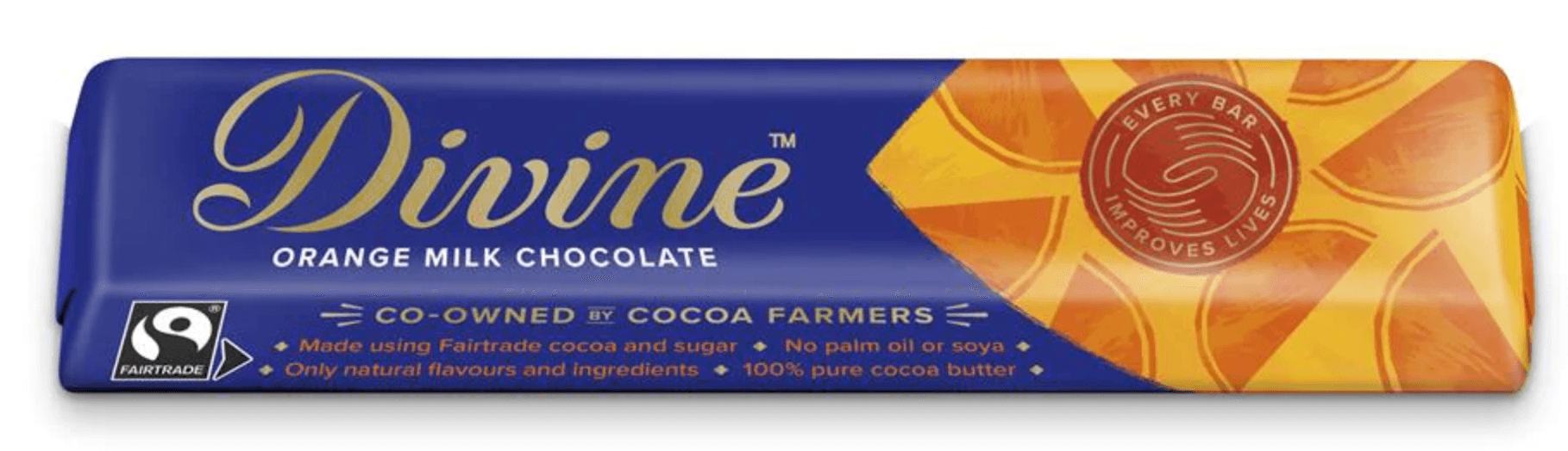 Divine Chocolate - Milk Chocolate Orange Bar 30 x 35g